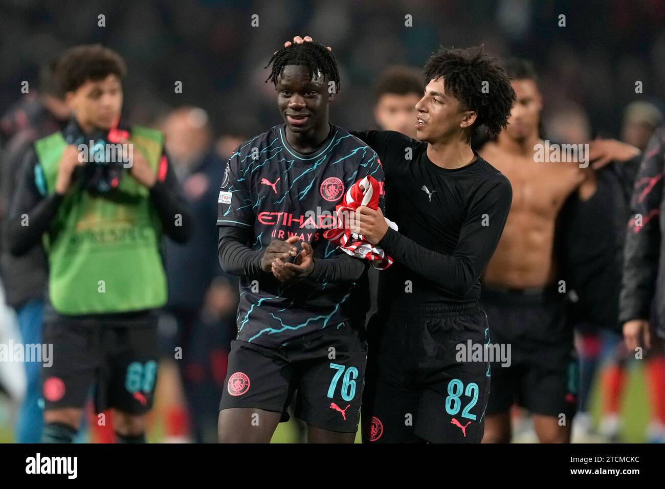 Manchester City's Mahamadou Susoho and Manchester City's Rico Lewis ...