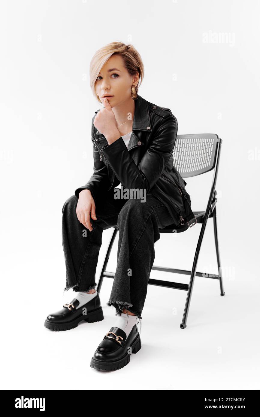 Trendsetter with a Short Haircut Stock Photo - Alamy