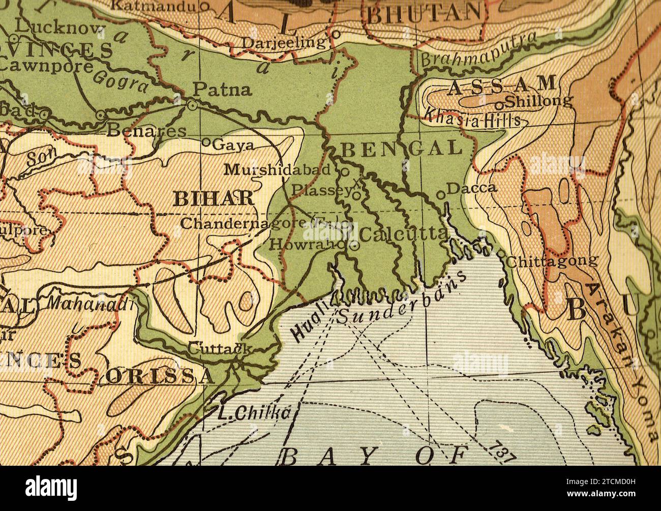 Vintage map of calcutta hi-res stock photography and images - Alamy