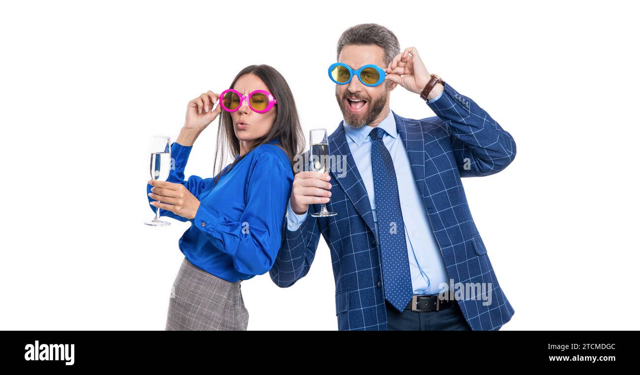Party fun. Businesspeople have fun together in corporate party ...
