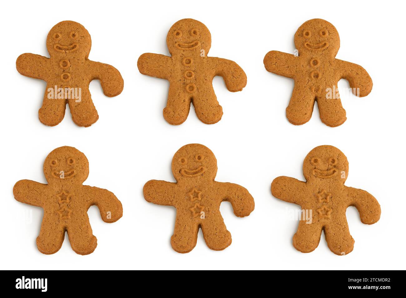 Gingerbread man isolated on white background. Top view. Flat lay Stock ...