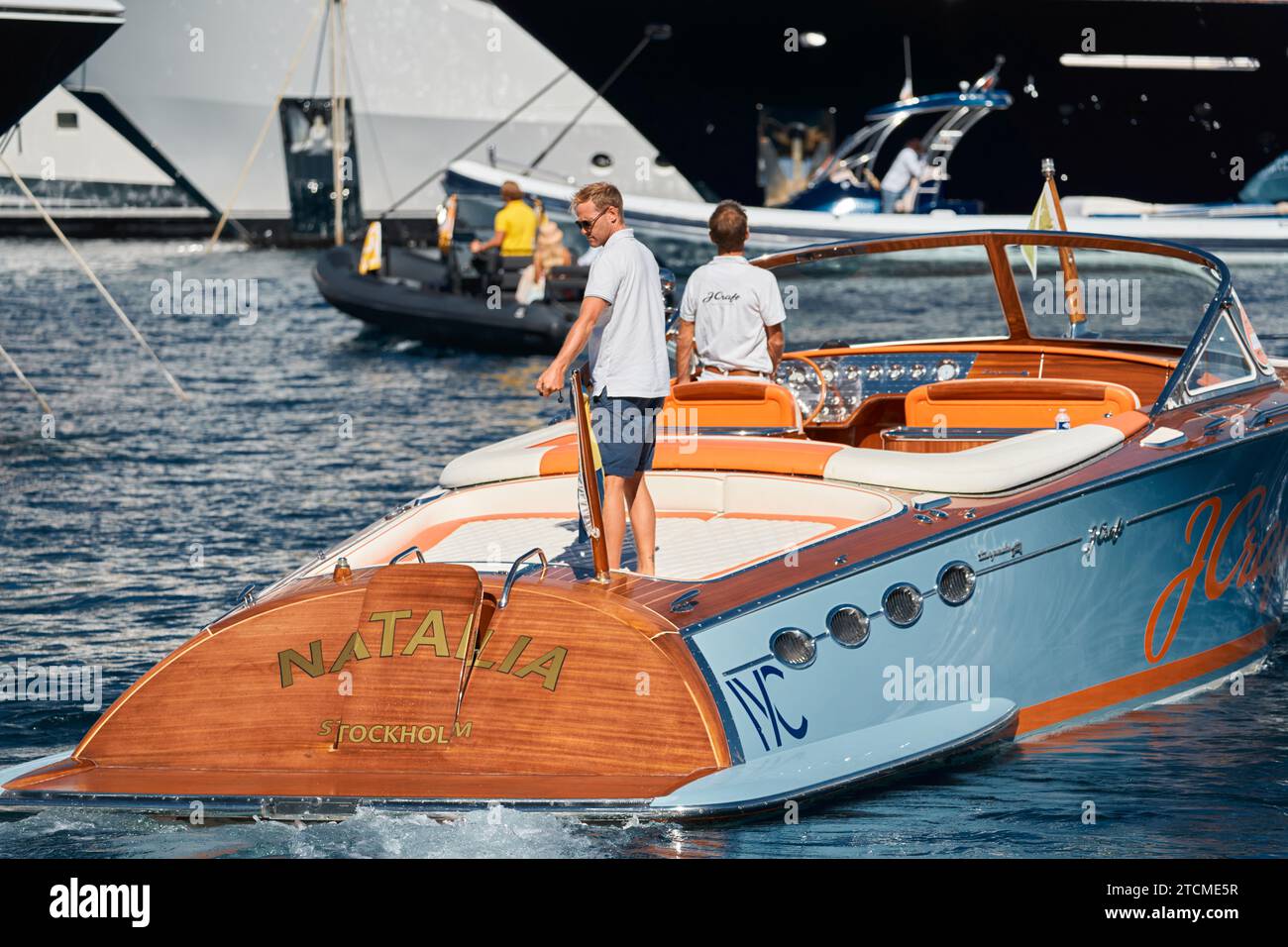 a lot of luxury yachts at the famous motorboat exhibition in the ...