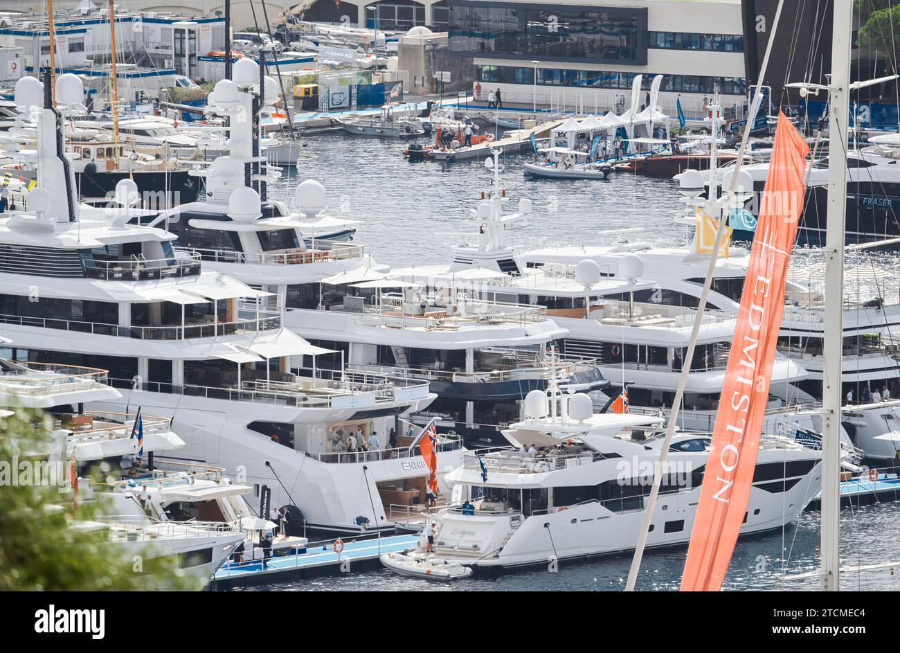 a lot of luxury yachts at the famous motorboat exhibition in the ...