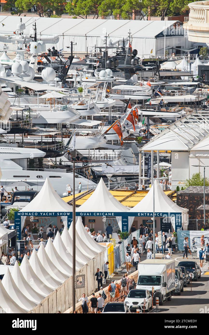 a lot of luxury yachts at the famous motorboat exhibition in the ...