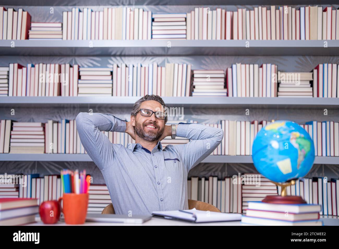 relaxed teacher getting knowledge and education at teachers day in ...