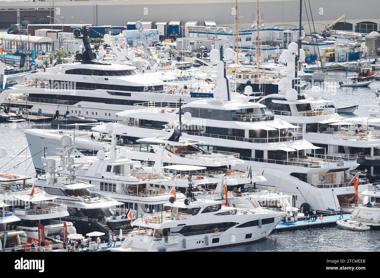 a lot of luxury yachts at the famous motorboat exhibition in the ...
