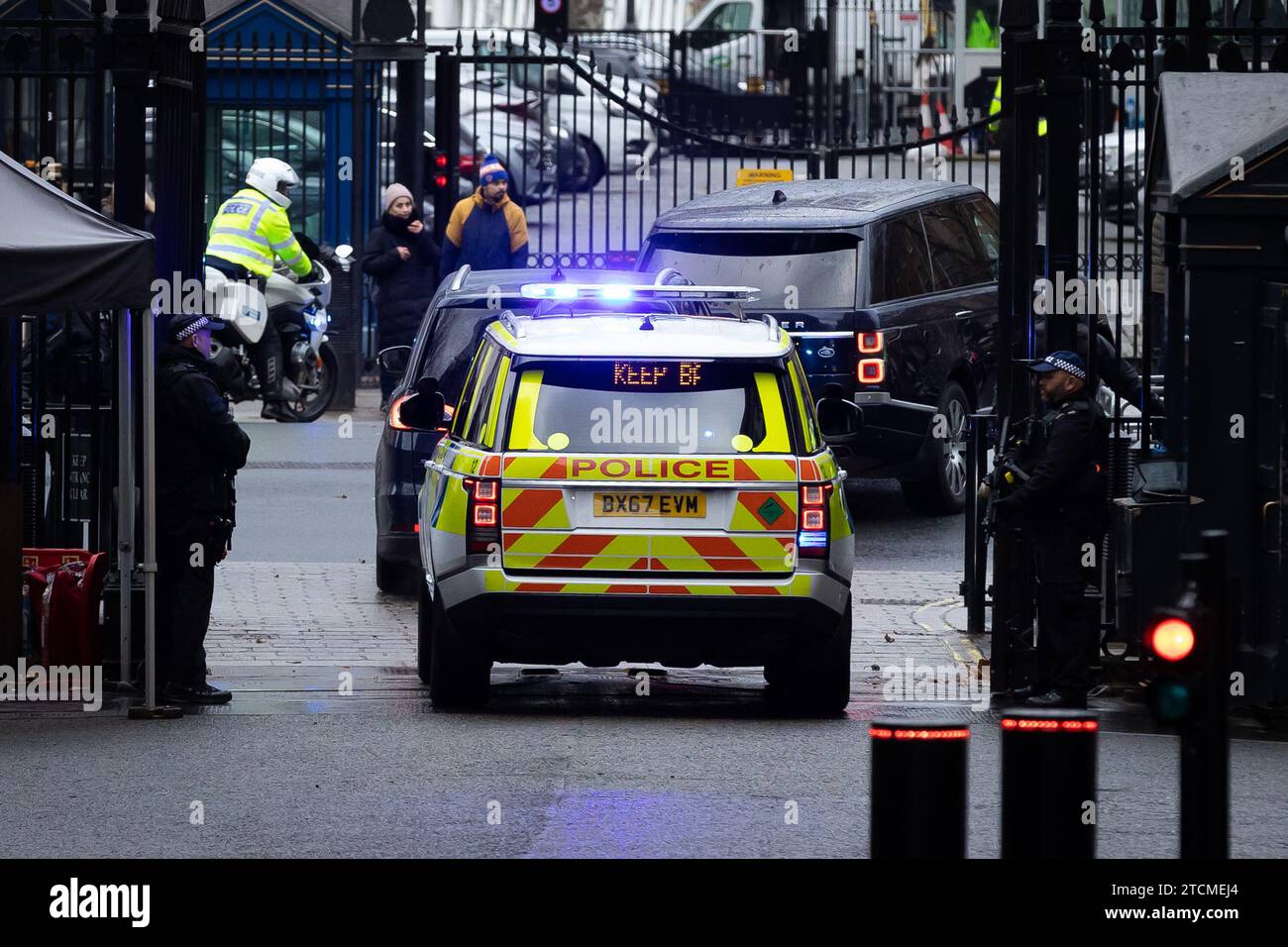 London, UK. 13th Dec, 2023. Prime Minister Rishi Sunak's motorcade ...