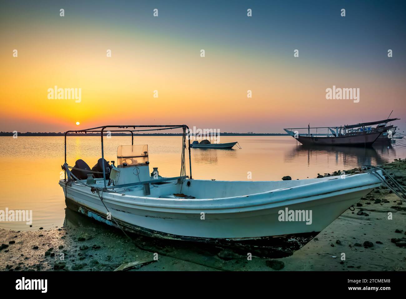 Golden sunrise in Dammam Corniche,Saudi Arabia: Peaceful waters and ...