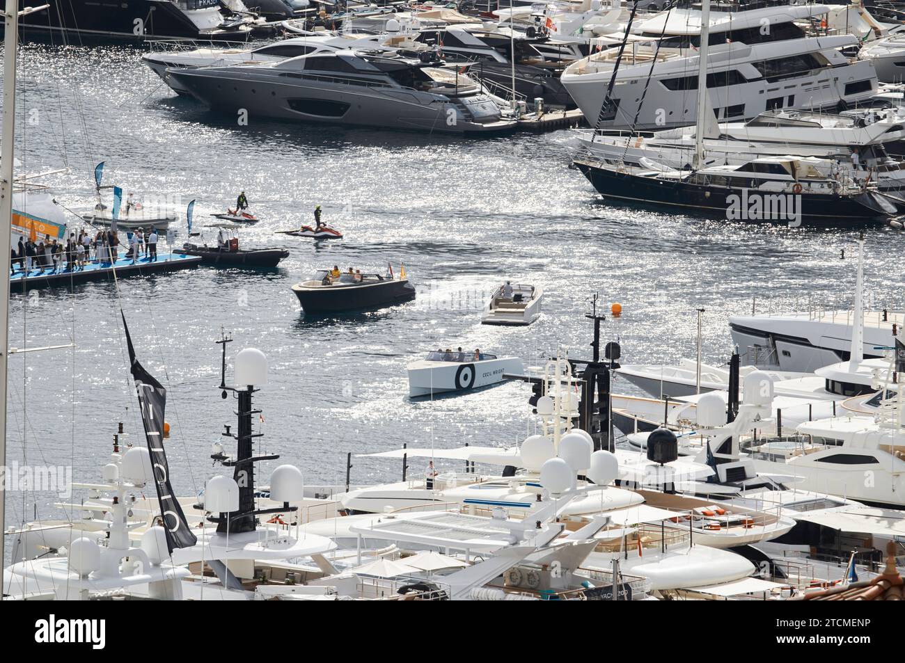 a lot of luxury yachts at the famous motorboat exhibition in the ...
