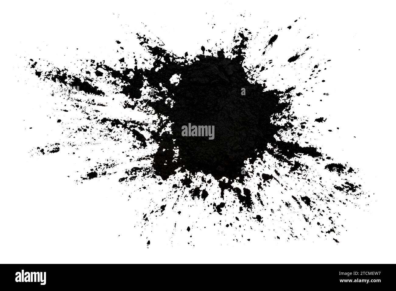 Black toner for a laser printer on a white background. Isolate powder ...