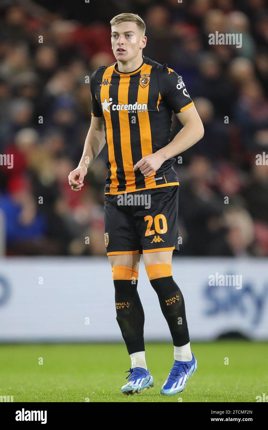 Middlesbrough, UK. 13th Dec, 2023. Liam Delap #20 of Hull City during ...