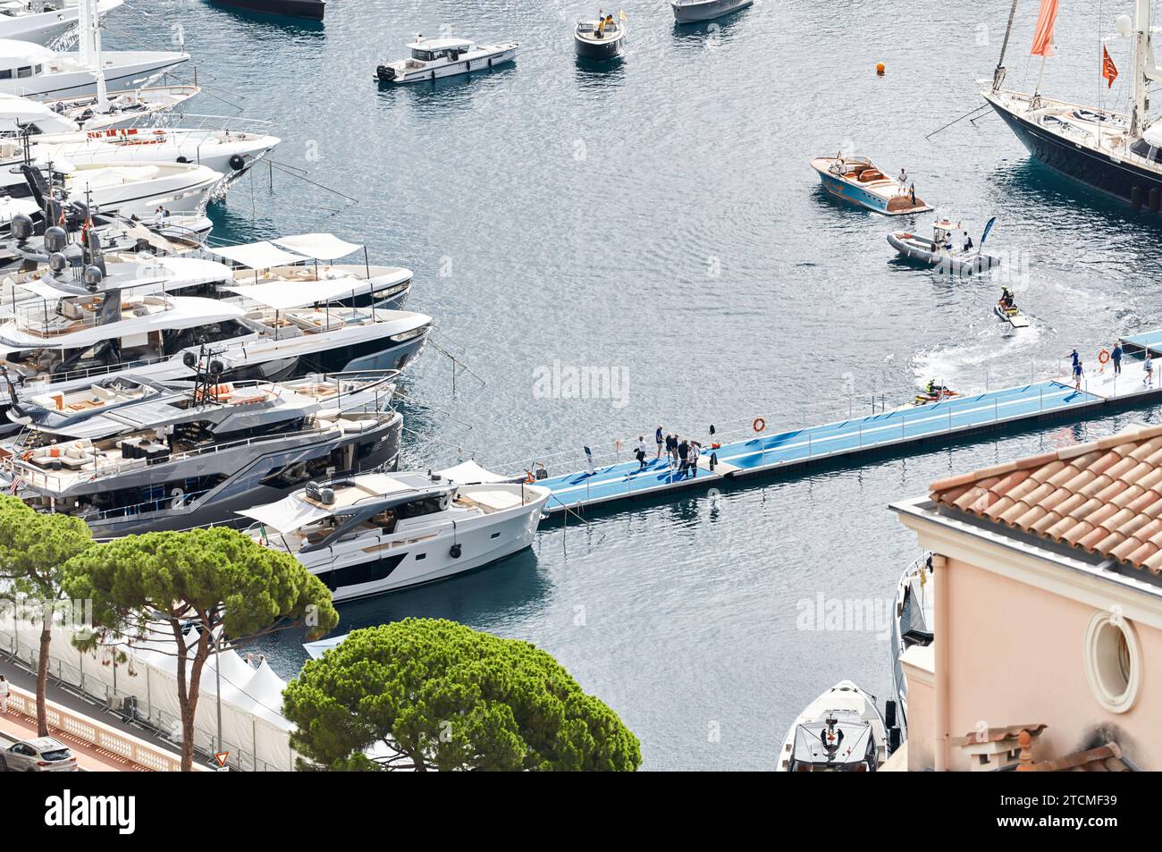 a lot of luxury yachts at the famous motorboat exhibition in the ...