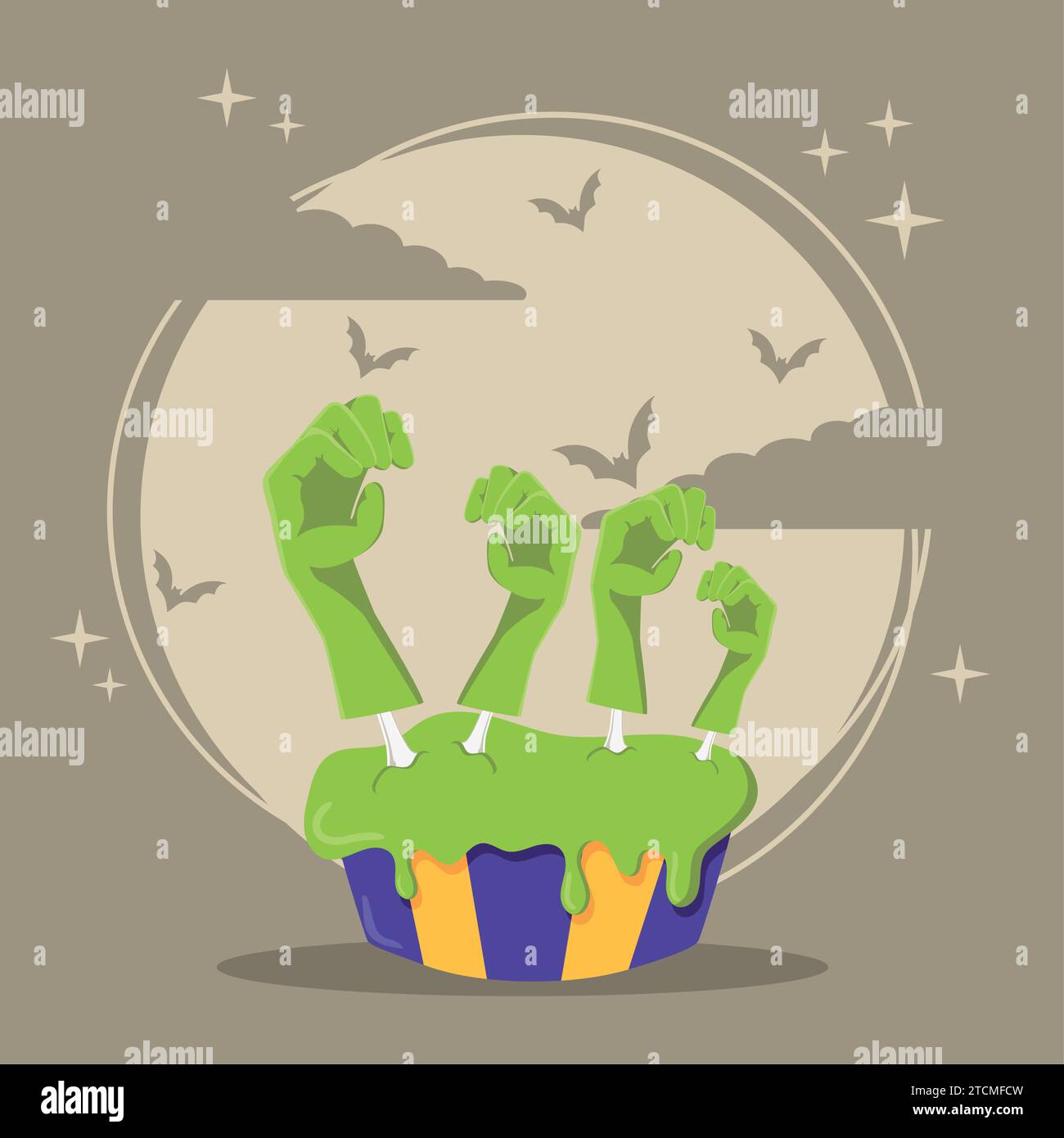Cute zombie hands muffin halloween candy Vector Stock Vector Image ...