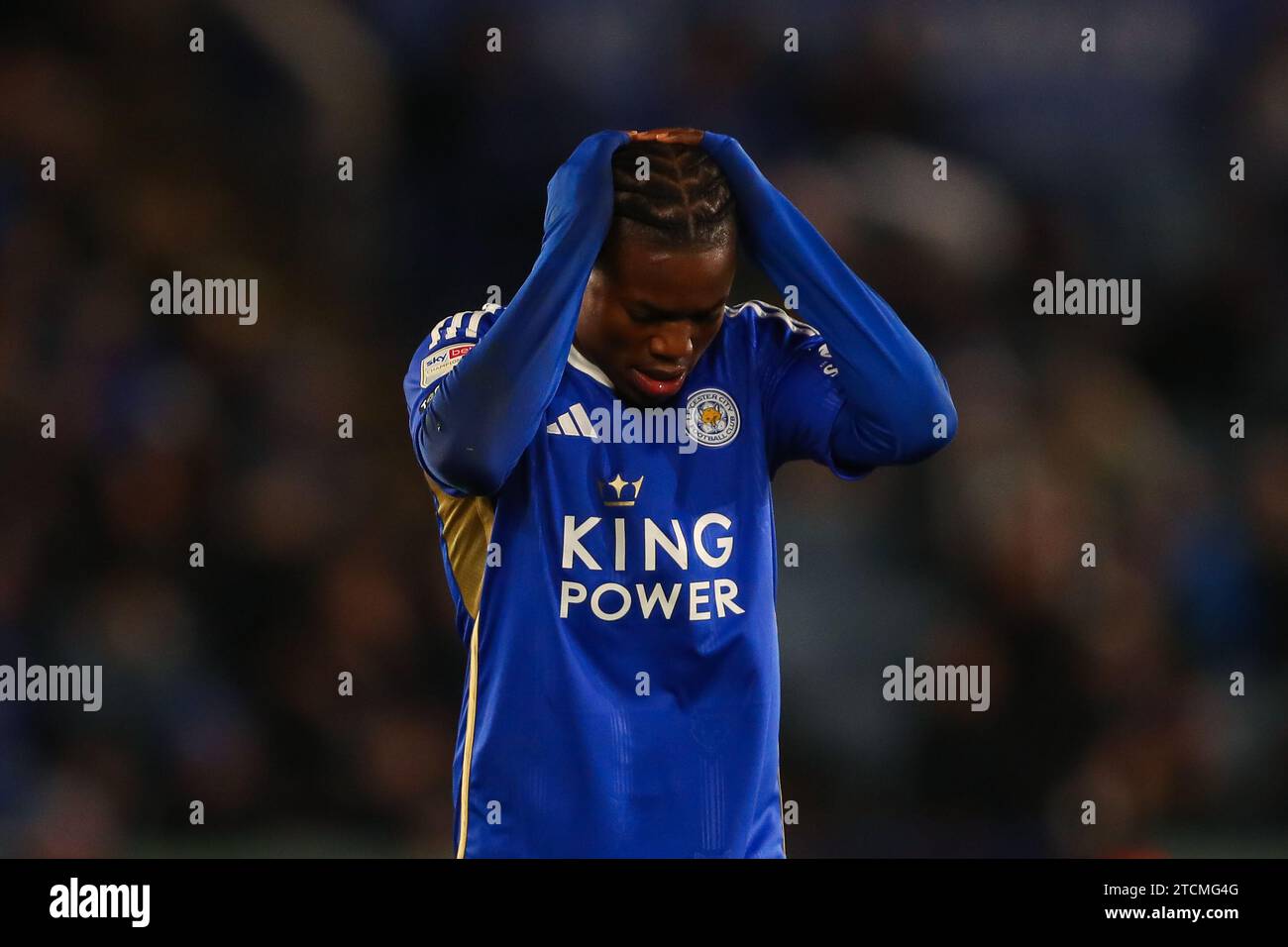 Abdul Fatawu #18 of Leicester City reacts during the Sky Bet ...