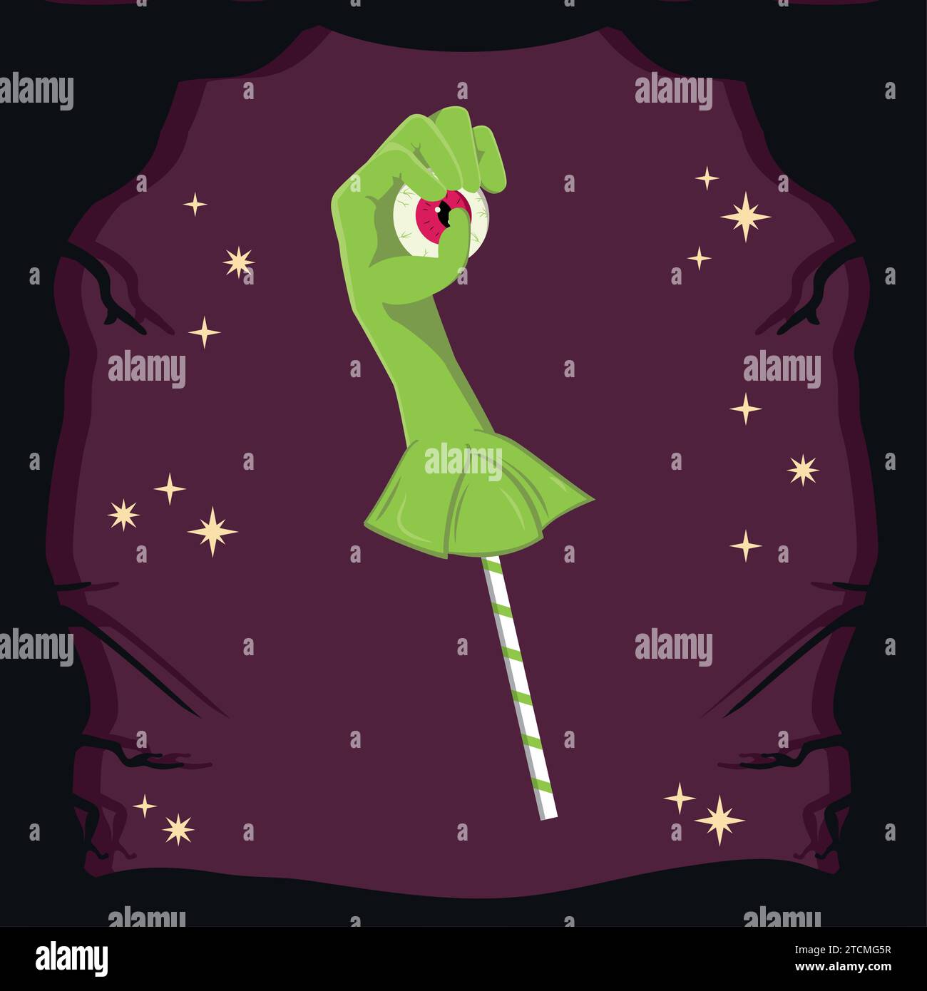 Cute zombie hand halloween lollipop candy Vector Stock Vector Image ...