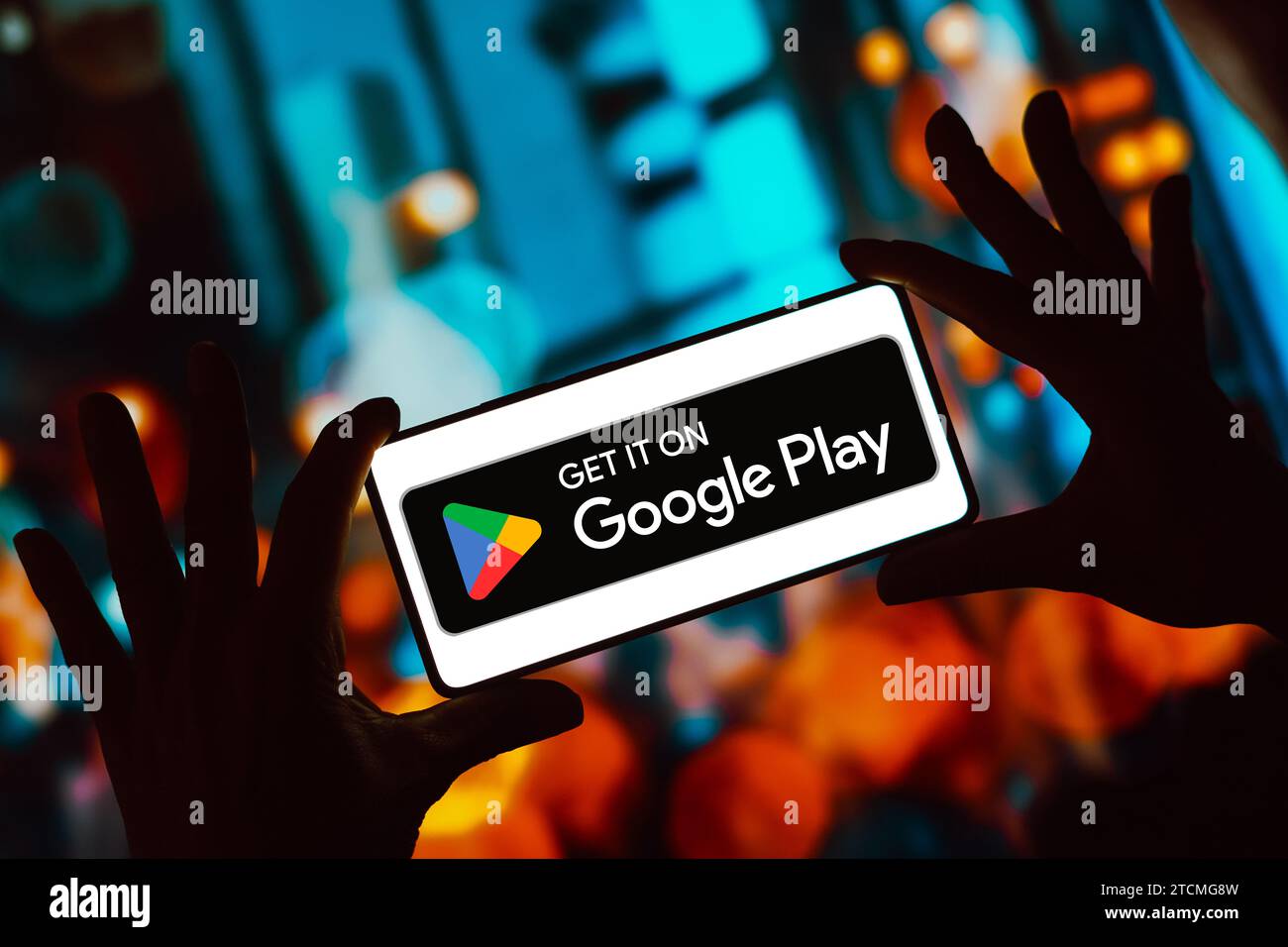 In this photo illustration, the Get it on Google Play logo is displayed ...
