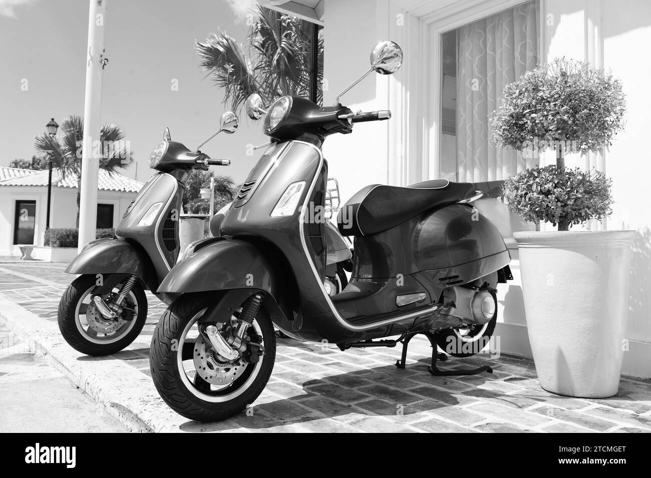 side view of moped vehicle blue color. moped vehicle outside. moped ...