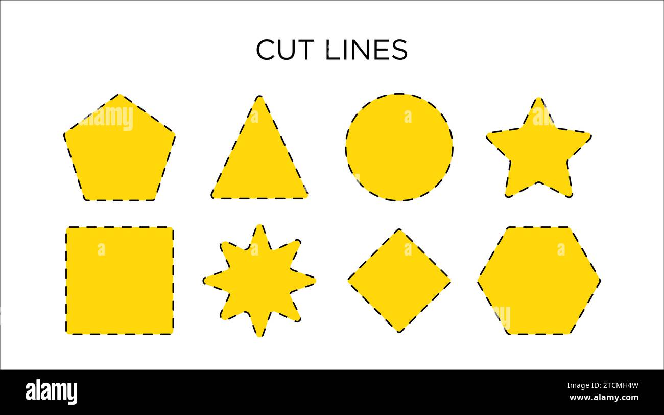 Set of vector cutting lines.Dashed geometric figures Stock Vector Image ...