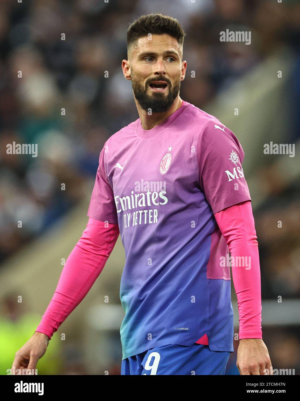 Newcastle, UK. 13th Dec, 2023. Olivier Giroud #9 of AC Milan during the ...