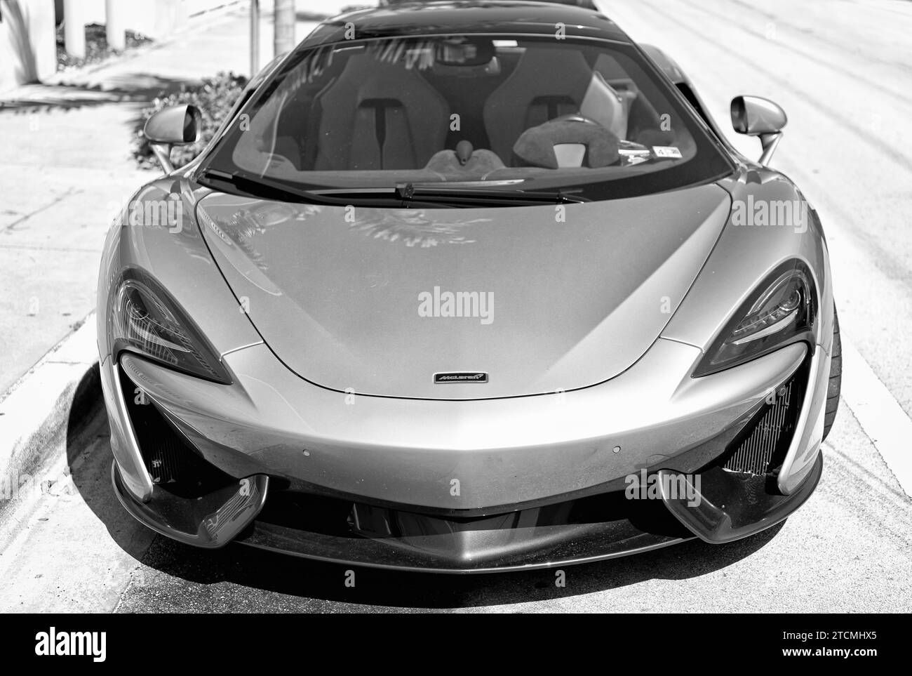 Los Angeles, California USA - April 13, 2021: silver grey McLaren ...