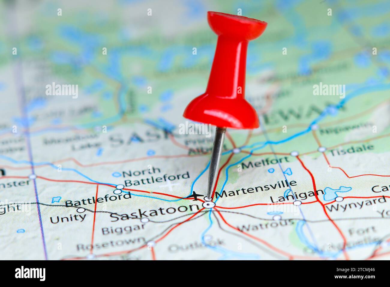 Martensville, Canada pin on map Stock Photo - Alamy
