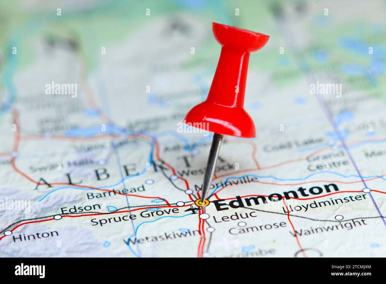 Edmonton, Canada pin on map Stock Photo - Alamy