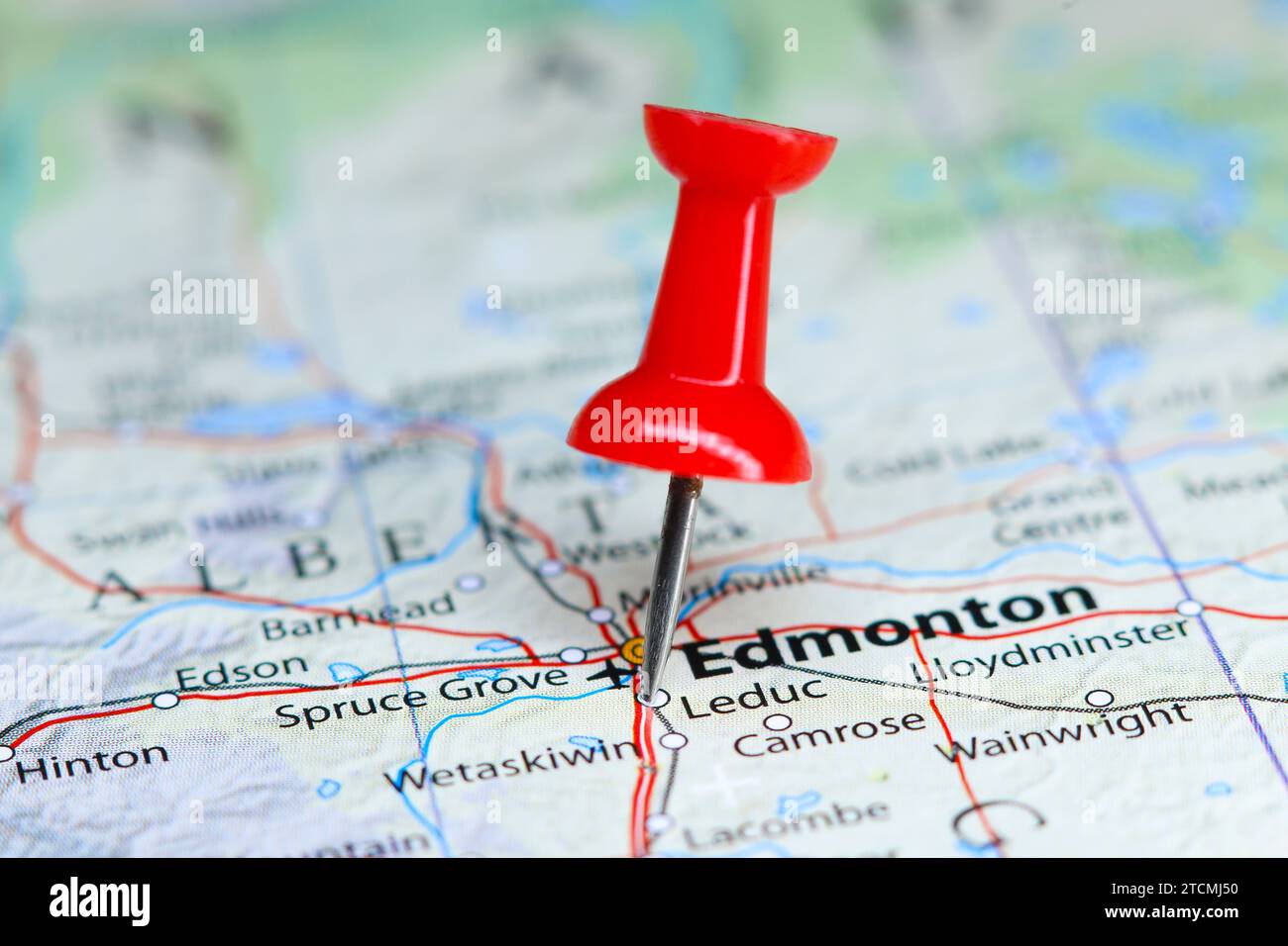 Leduc, Canada pin on map Stock Photo - Alamy