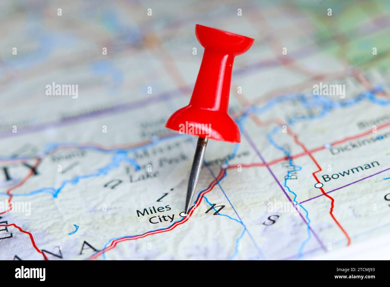 Miles City, Montana pin on map Stock Photo - Alamy
