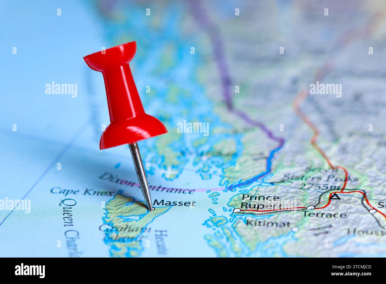 Masset, Canada pin on map Stock Photo - Alamy