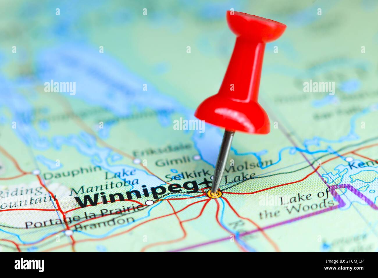 Winnipeg, Canada pin on map Stock Photo - Alamy