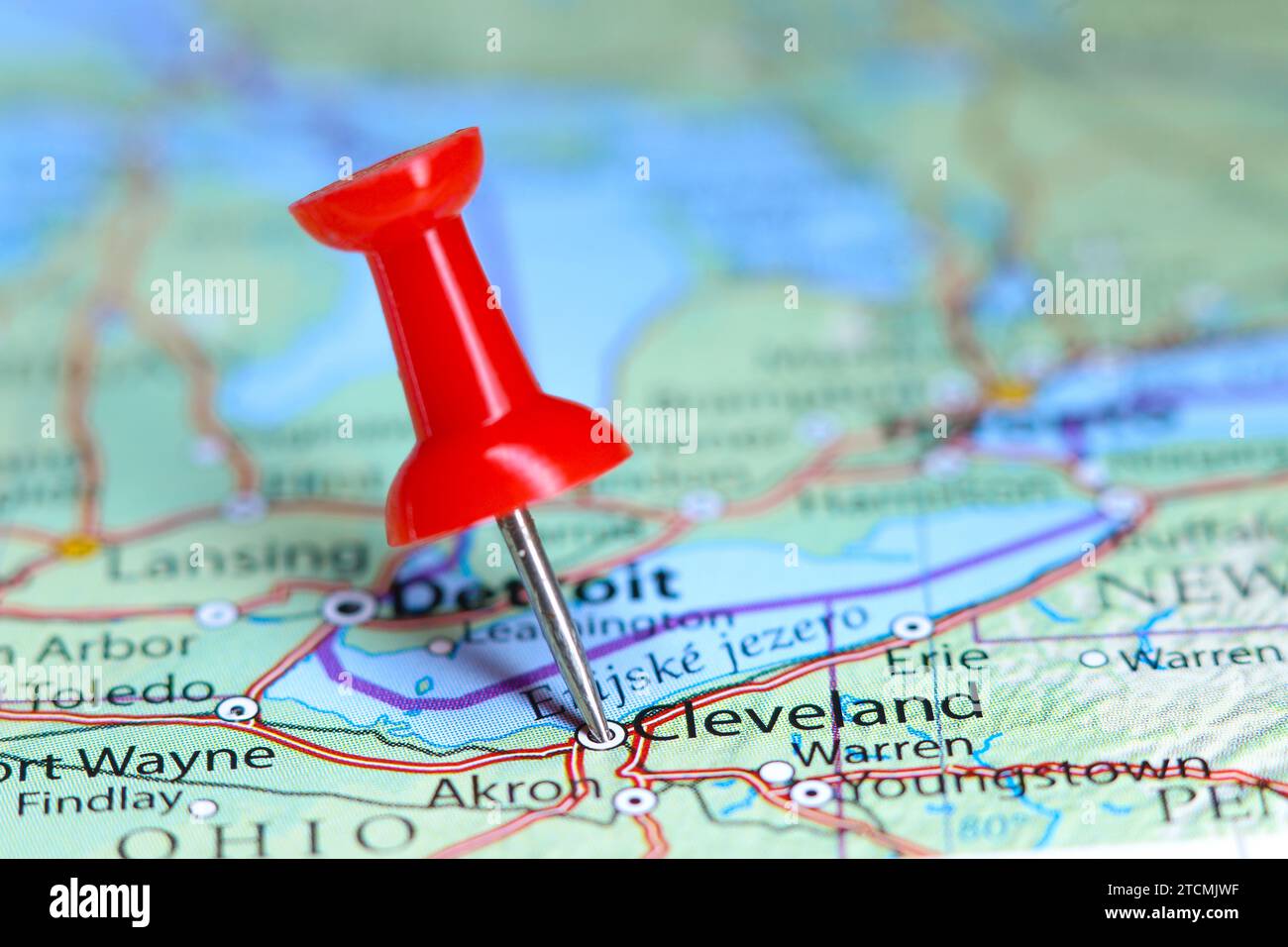 Cleveland, Ohio pin on map Stock Photo - Alamy