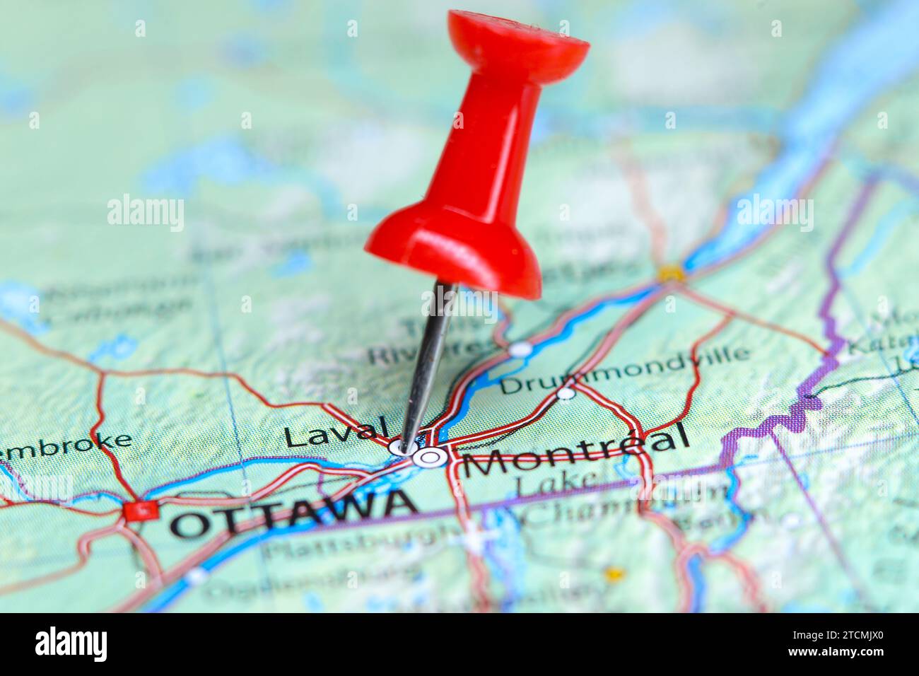Laval, Canada pin on map Stock Photo - Alamy