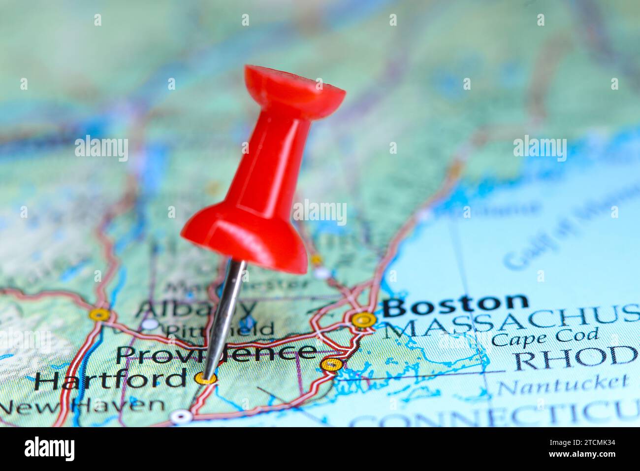 Hartford, Connecticut pin on map Stock Photo - Alamy