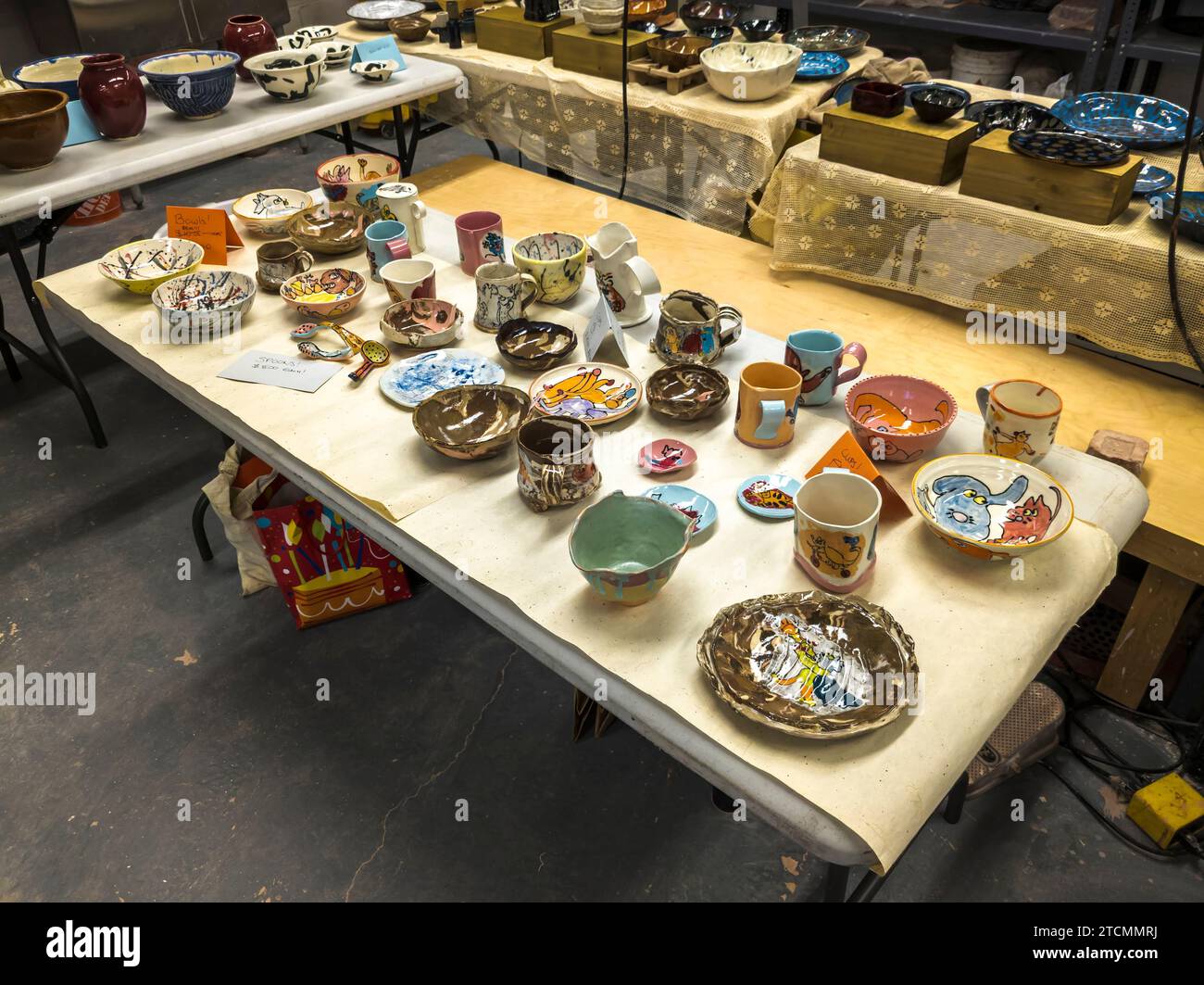 Pottery studio in Chelsea in New York during the annual ceramics sale ...