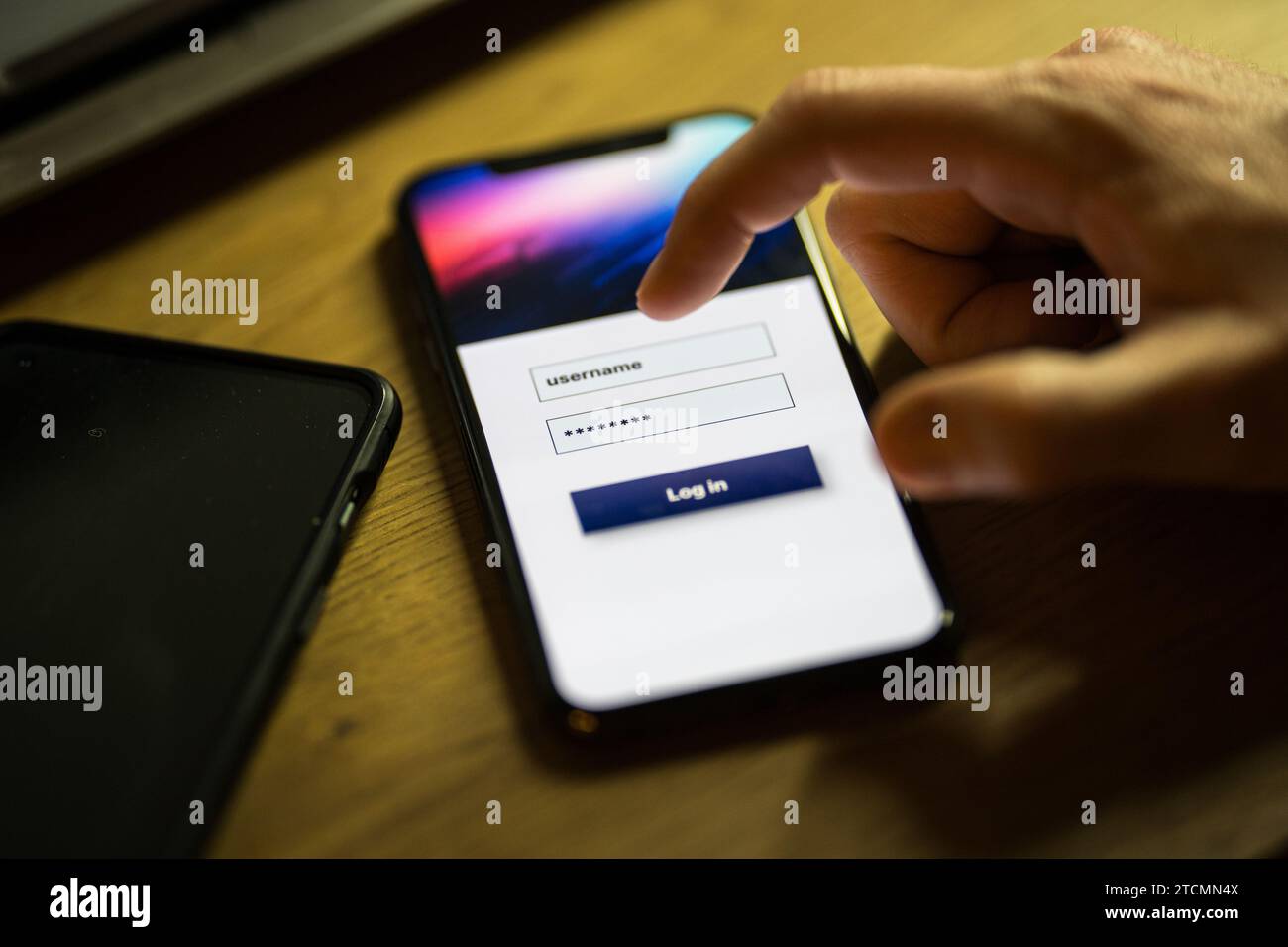 Login with username and password on smartphone app Stock Photo - Alamy