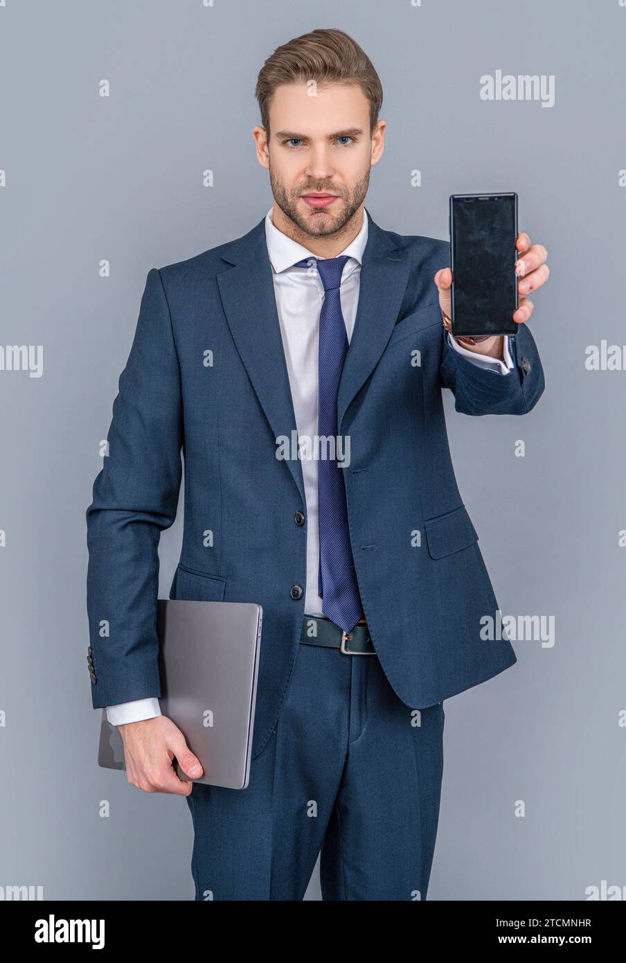 Product proposal. Advertisement presentation. Copy space. Man ...