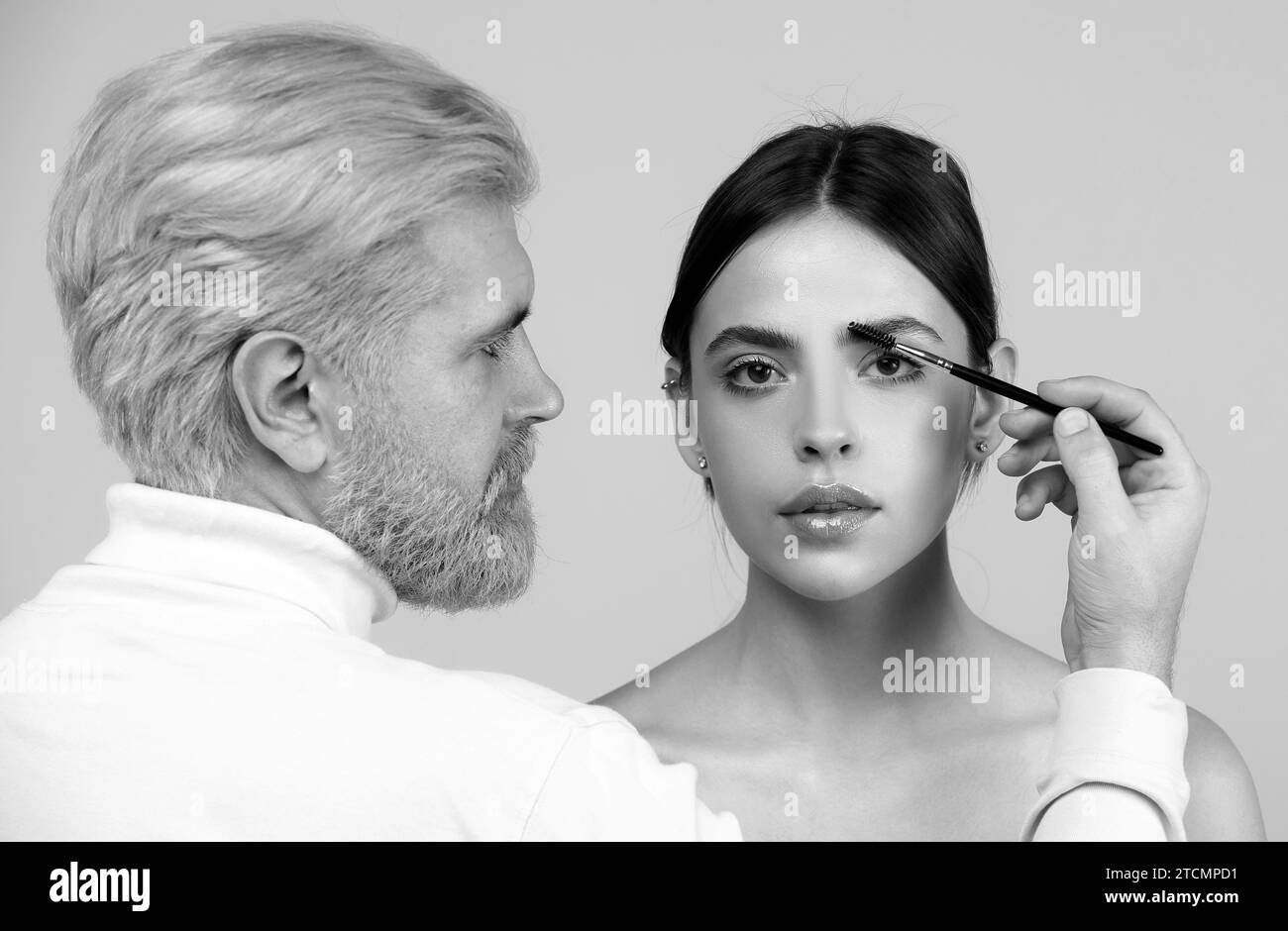 Modeling brows, gorgeous charming lady with beauty face, healthy clear ...