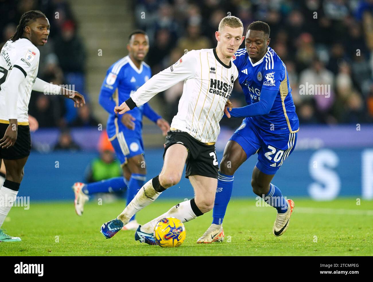 Millwall's George Saville and Leicester City's Patson Daka (right ...