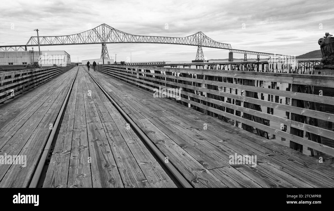 industrial bridge with bridge made of structural steel. Fixed bridge ...