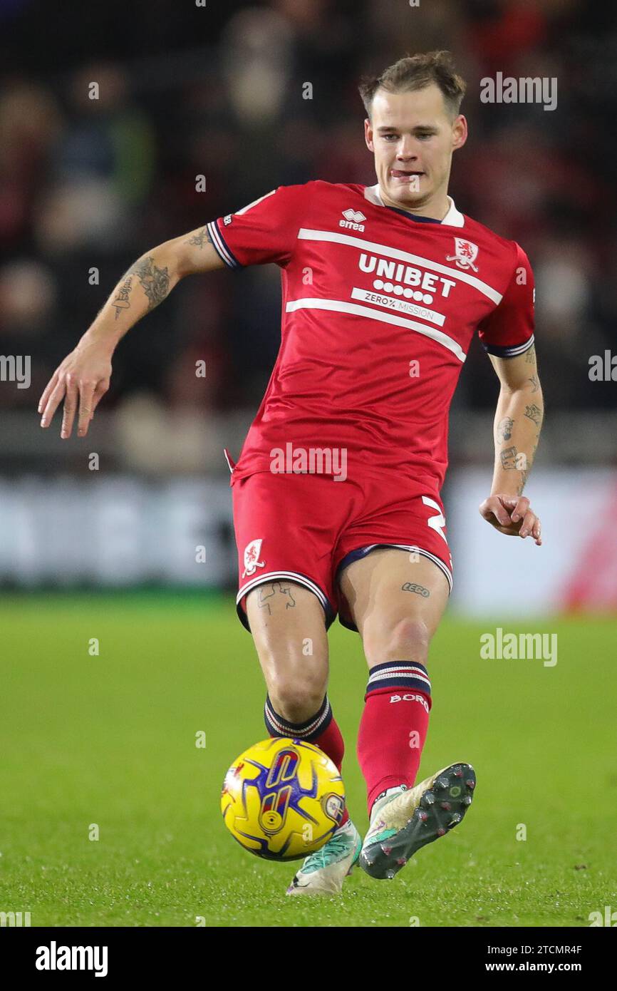 Middlesbrough, UK. 13th Dec, 2023. Lukas Engel #27 of Middlesbrough on ...