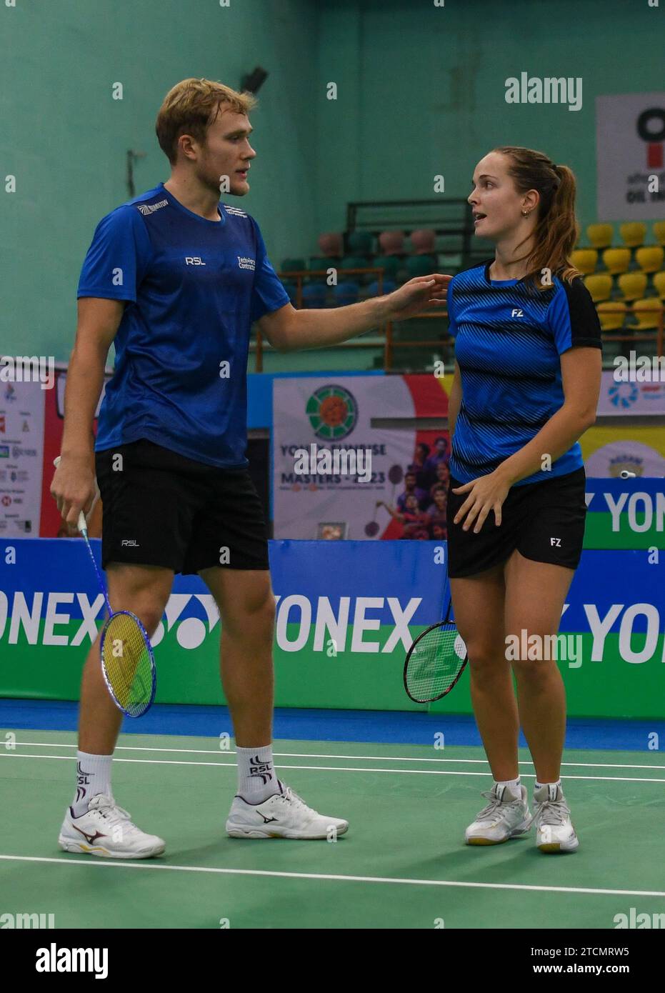 Mads Vestergaard and Christine Busch of Denmark play against Terry Hee ...