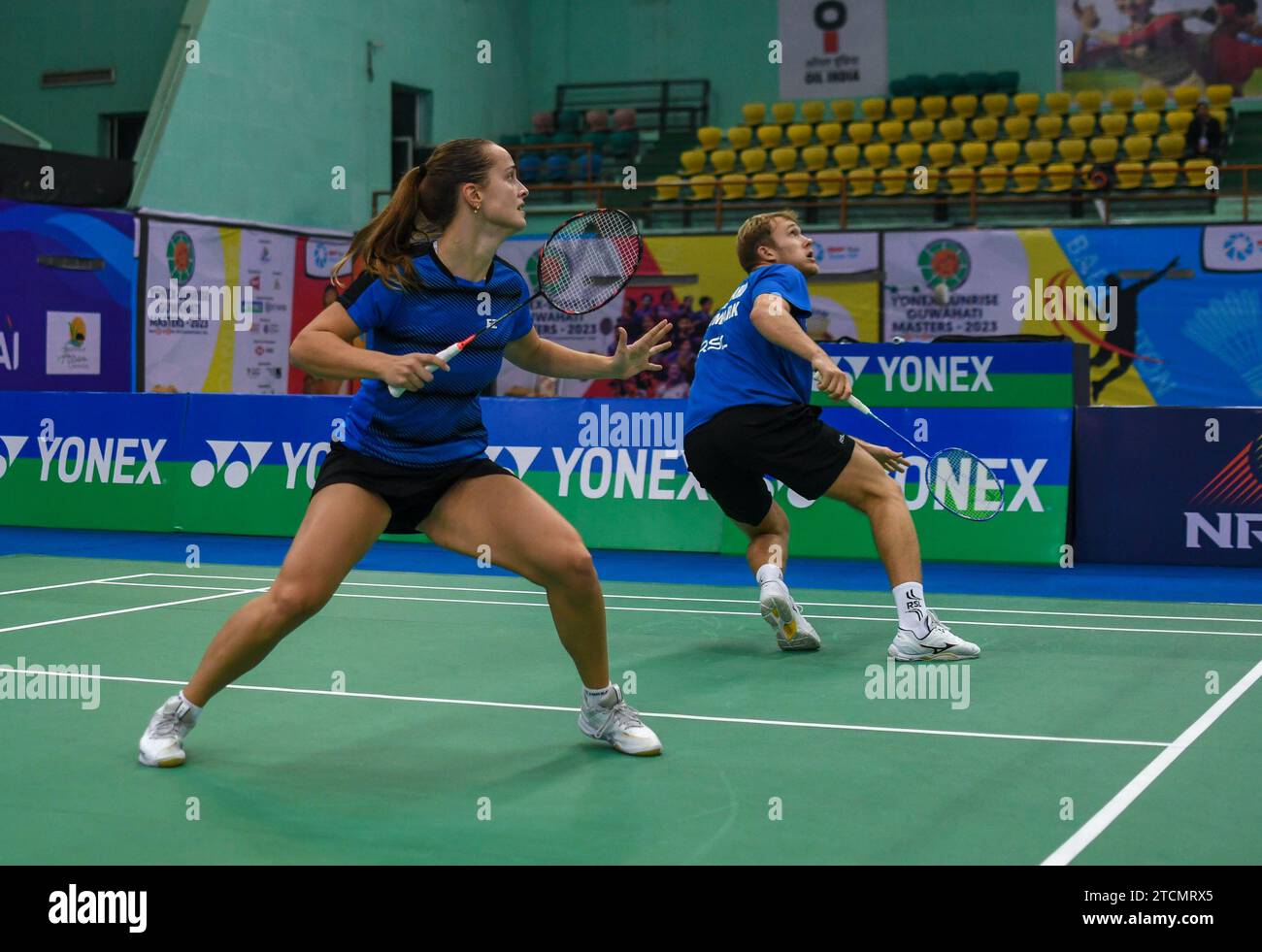 Mads Vestergaard and Christine Busch of Denmark play against Terry Hee ...