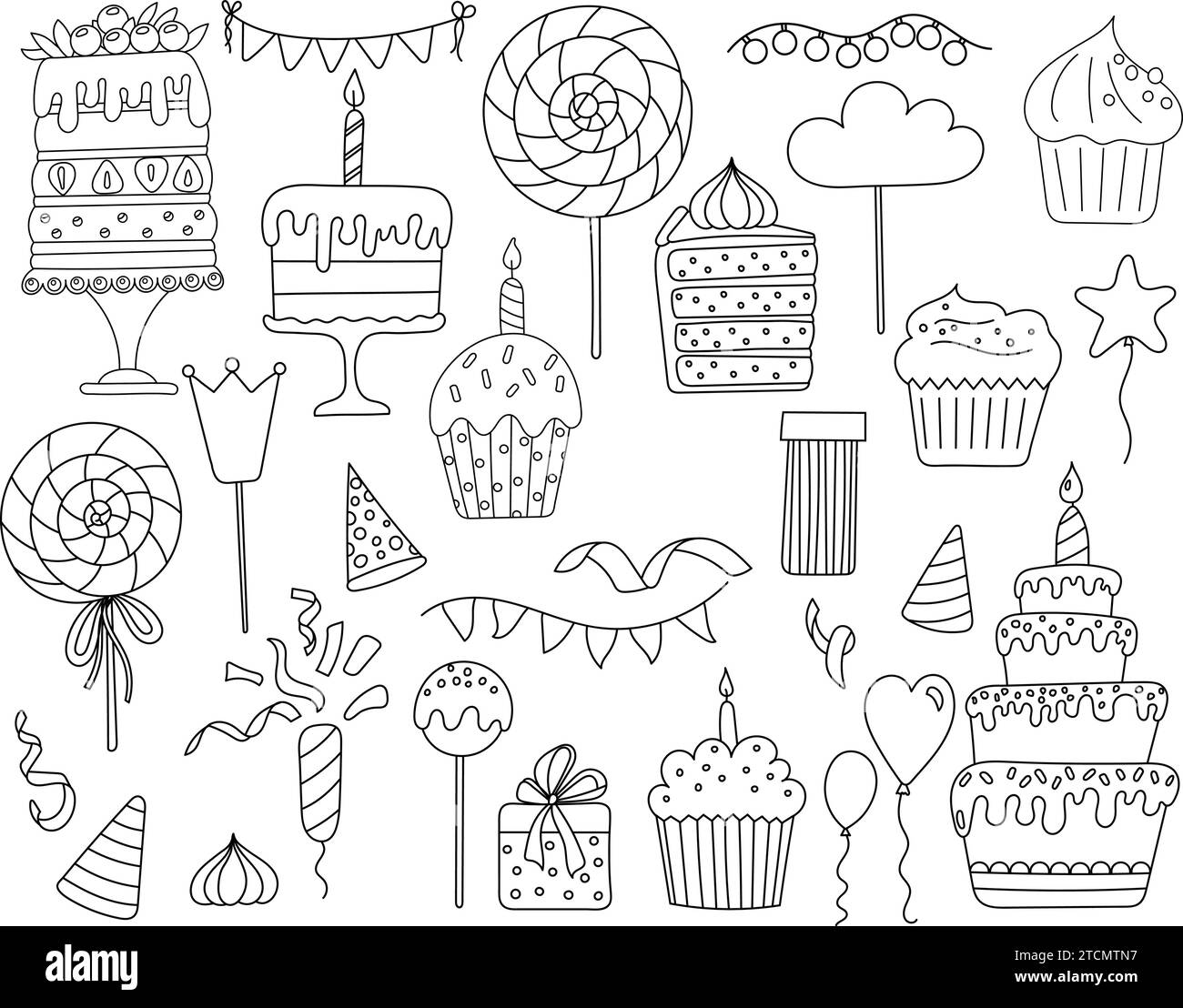 This Coloring Page For Kids Features A Set Of Sweet Illustrations ...