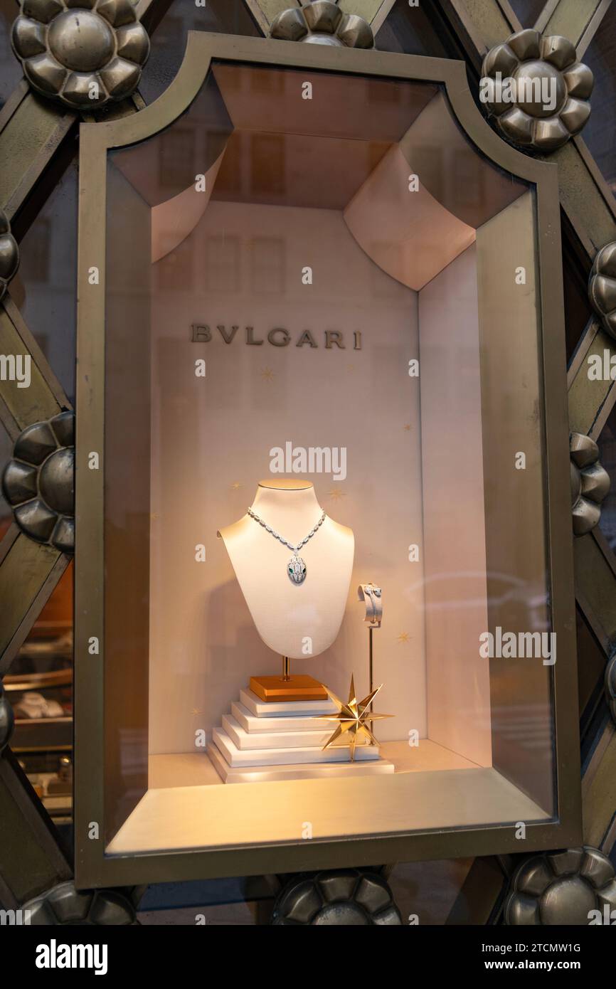 New York City, USA - November 11, 2023: Bvlgari or Bulgari brand logo ...