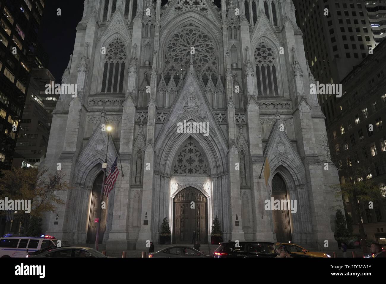 A majestic stone cathedral illuminated by moonlight Stock Photo - Alamy