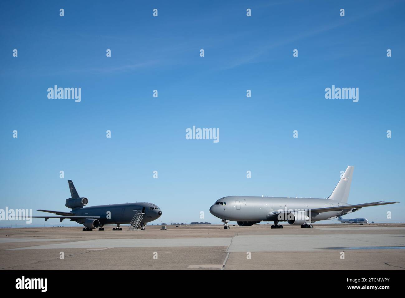 The 60th Air Mobility Wing’s fifth KC-46A Pegasus, front right, taxis ...