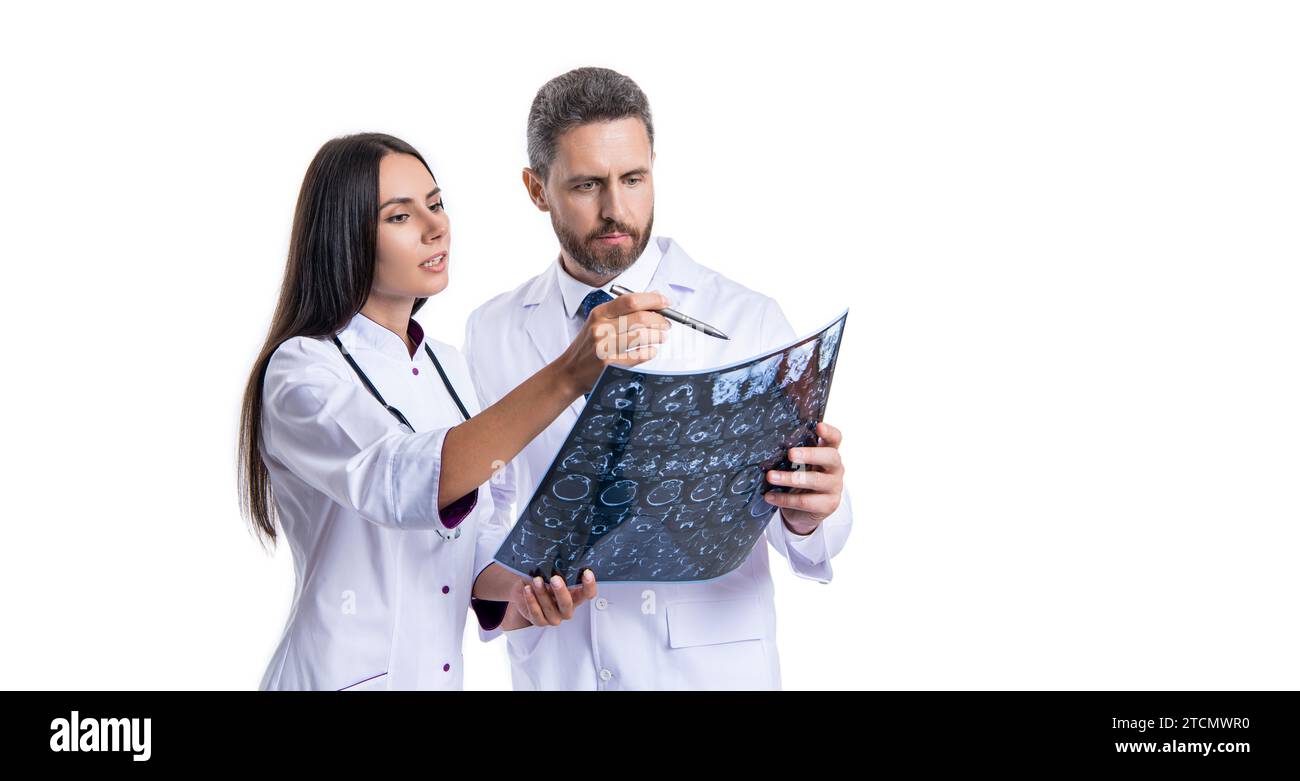 Two Medical discuss MRI Scans. doctor neurologist mri in studio. doctor ...