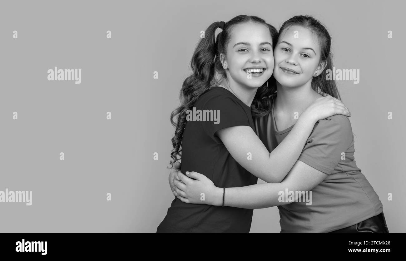 Happy girls sisterhood children Black and White Stock Photos & Images ...