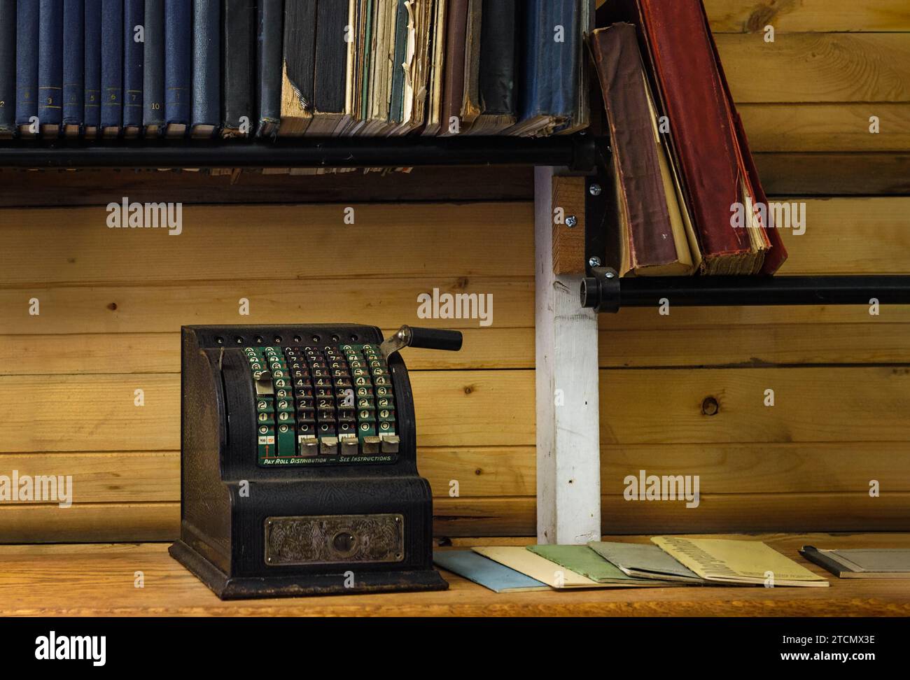 Vintage Adding Machine with Manuals and Booklets Stock Photo - Alamy