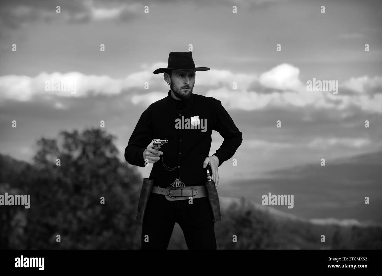 Sheriff or marshal. American western, wild west with cowboy. Serious ...